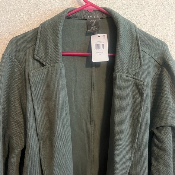 Matty M | Jackets & Coats | Nwt Matty M Sweatshirt Blazer Dark Sage ...